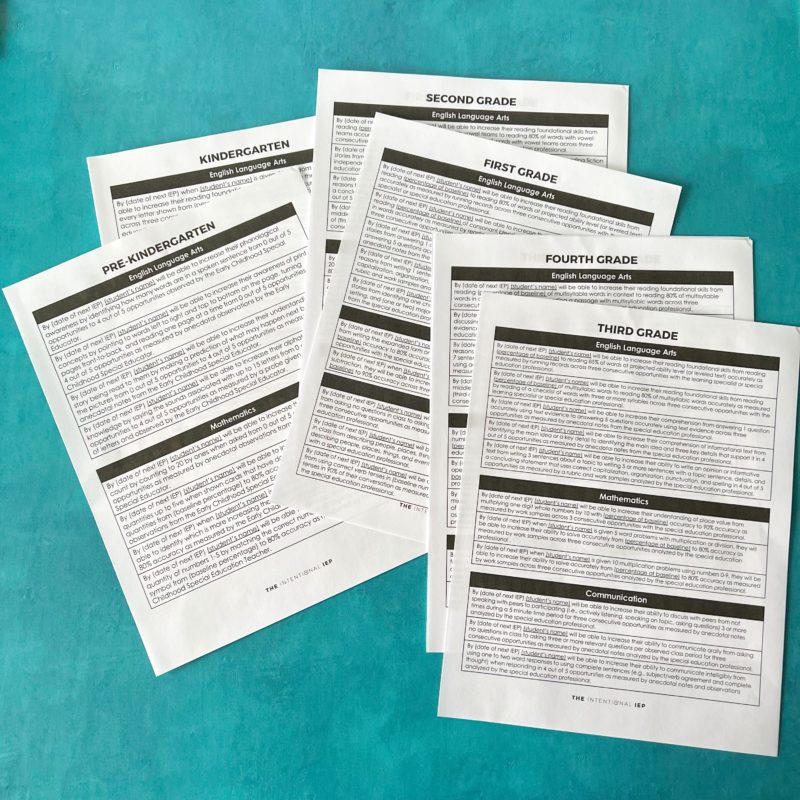 Free IEP Goal Banks by Grade Level - The Intentional IEP