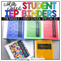 Middle and High School Color Coded Student IEP Binder Covers + Dividers ...