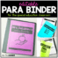 Para Binder for the Special Education Classroom | Paraprofessional ...