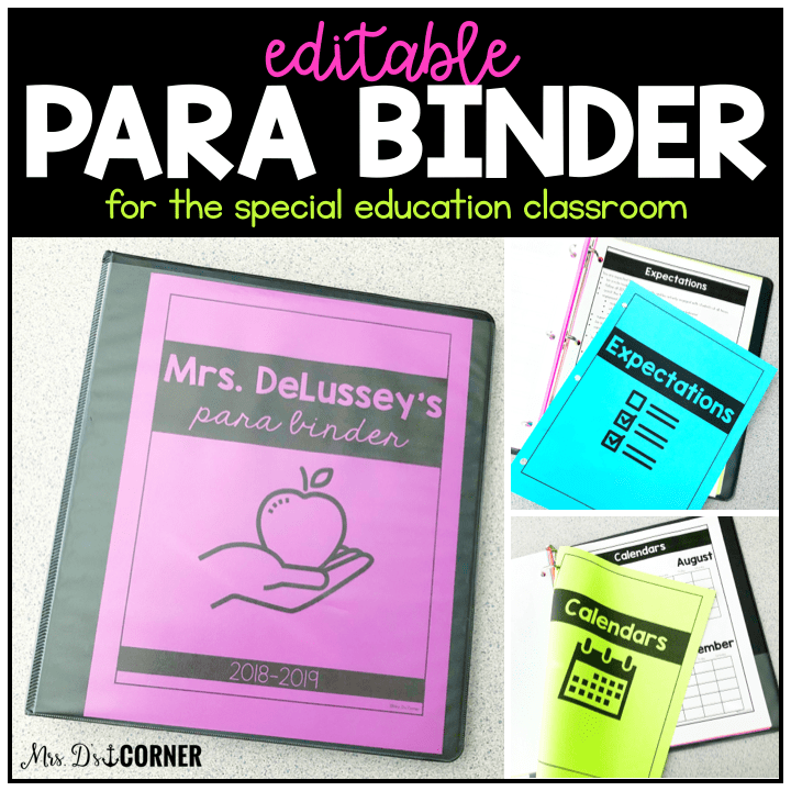 Para Binder for the Special Education Classroom | Paraprofessional ...