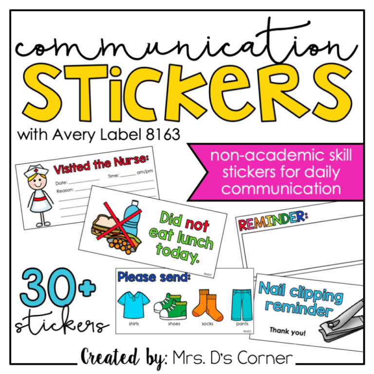Communication Stickers | Non-Academic Stickers for Daily Parent ...