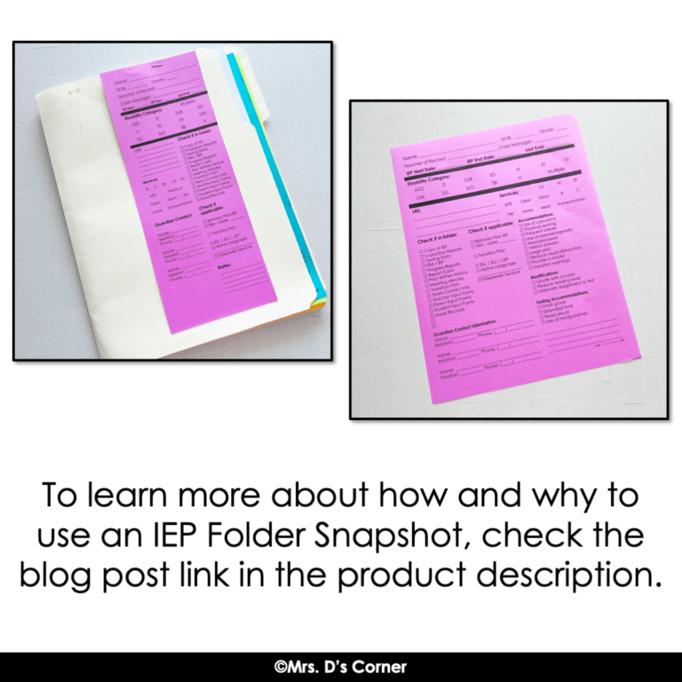 IEP Folder Snapshot - Editable | Editable IEP Audit Form - The ...