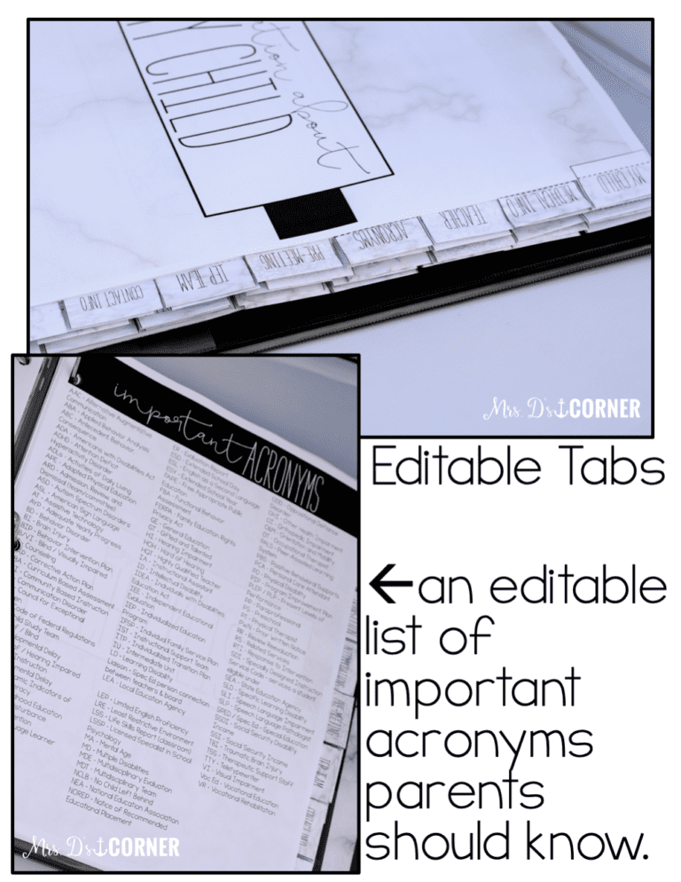Parent IEP Binder | Editable (Black and White) IEP Companion for ...