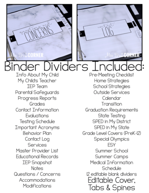 Parent IEP Binder | Editable (Black and White) IEP Companion for ...