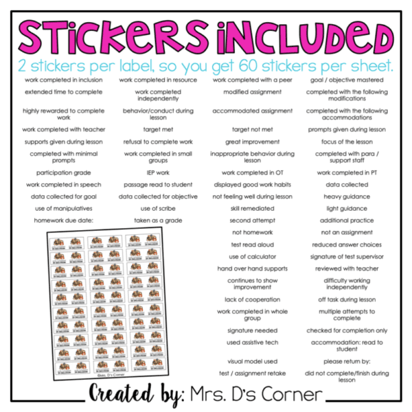 Communication Stickers | Progress Monitoring Stickers [from Teachers to ...
