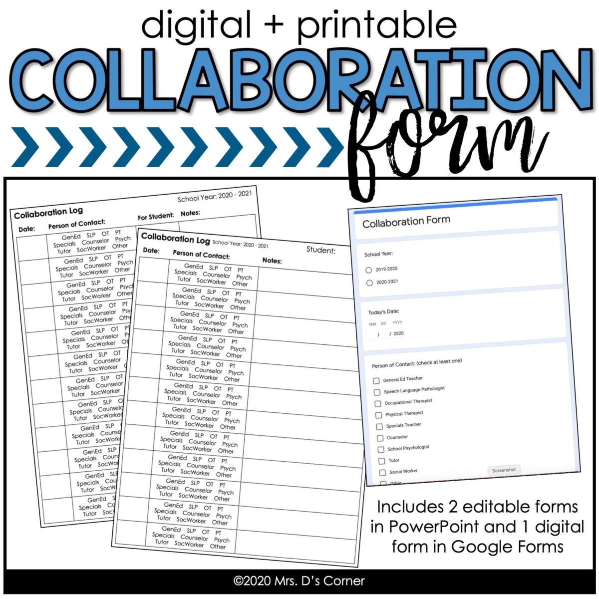 Collaboration Forms and Collaboration Log for IEP Teams [Digital ...