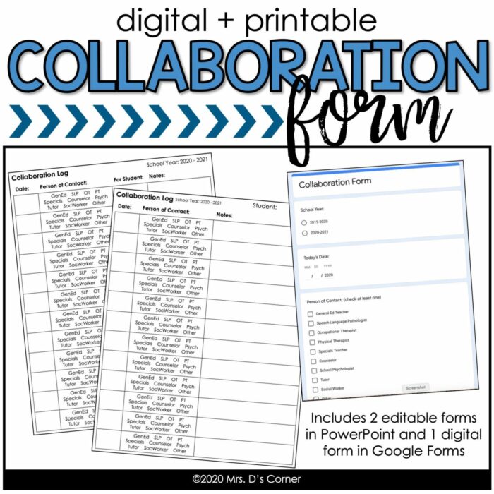 Collaboration Forms and Collaboration Log for IEP Teams [Digital ...