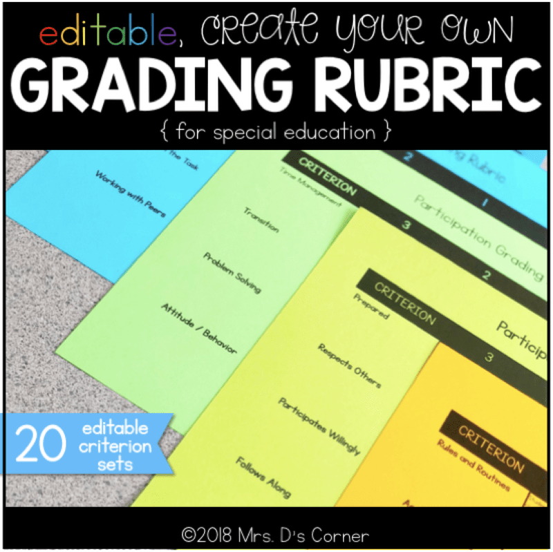 Editable Grading Rubrics for Special Education | English and Spanish ...