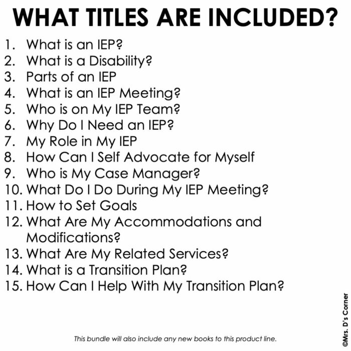 IEP Self-Advocacy Books and Activities for Special Education - The ...