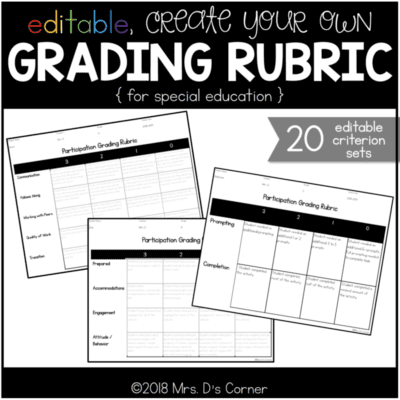 Editable Grading Rubrics for Special Education | English and Spanish ...
