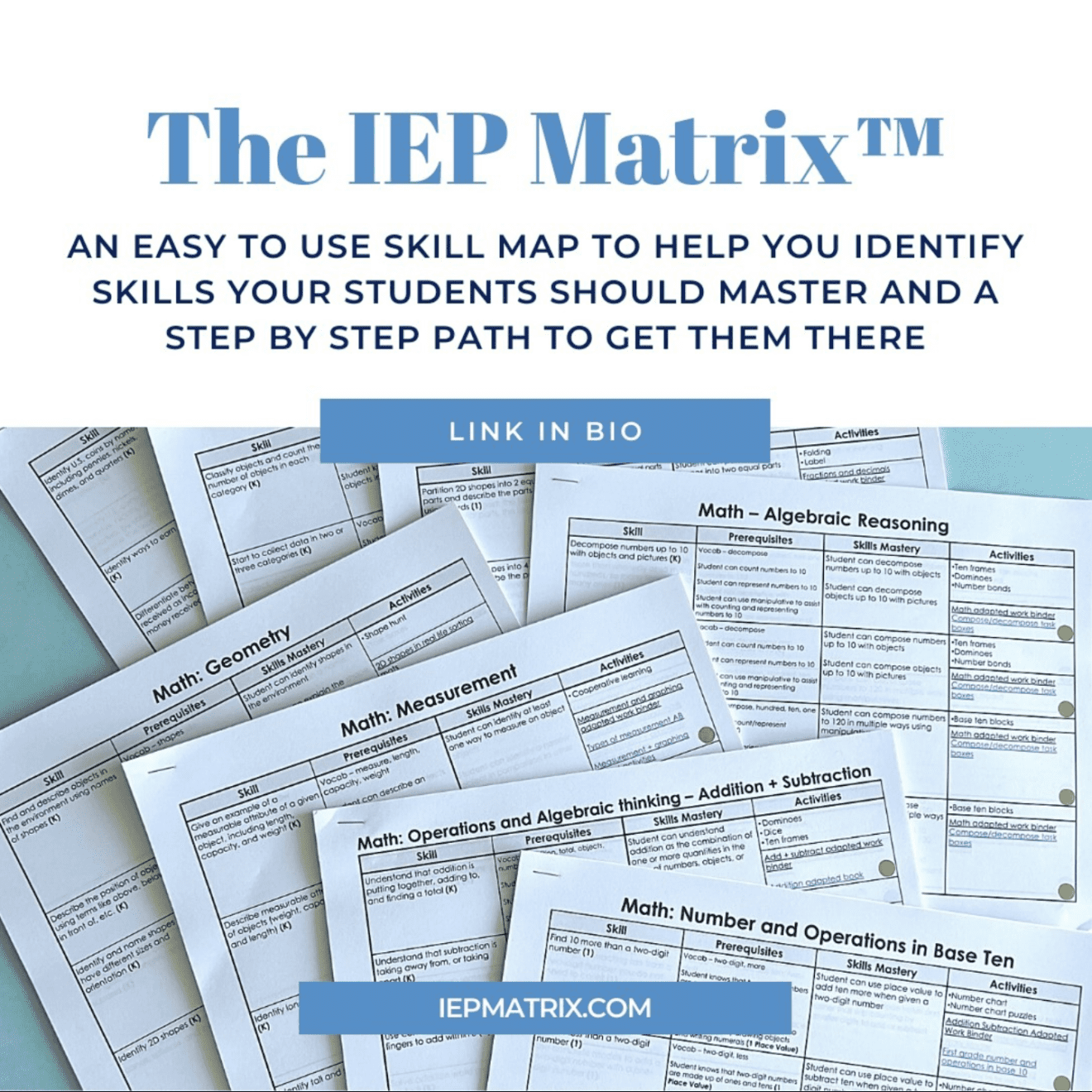 1 IEP Matrix™ | for 7th to 12th Grade Skills - The Intentional IEP