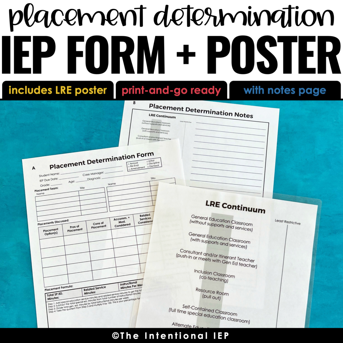 IEP Placement Determination Form and LRE Poster | Printable - The ...