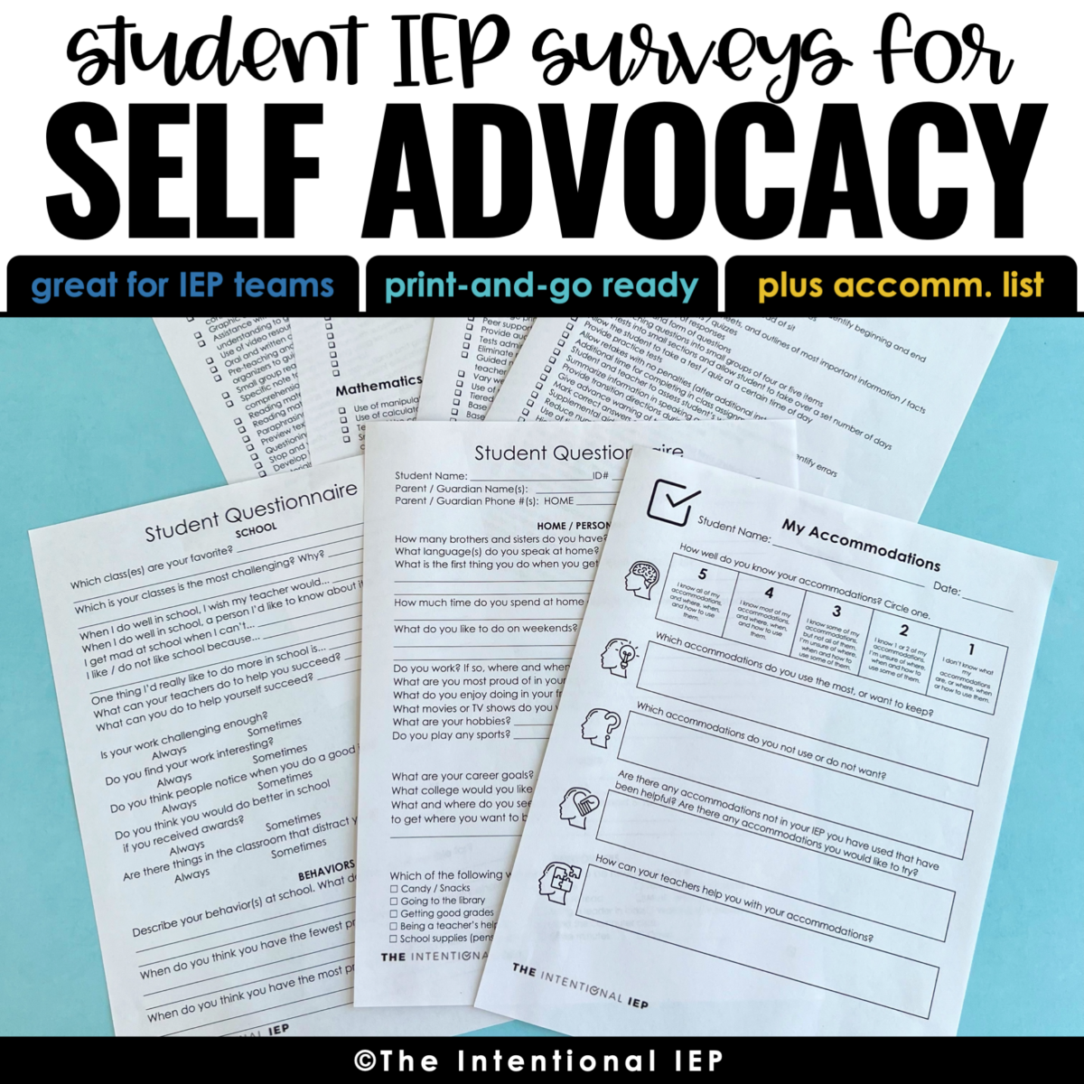 Student Survey Forms and Accommodation and Modification Lists - The ...