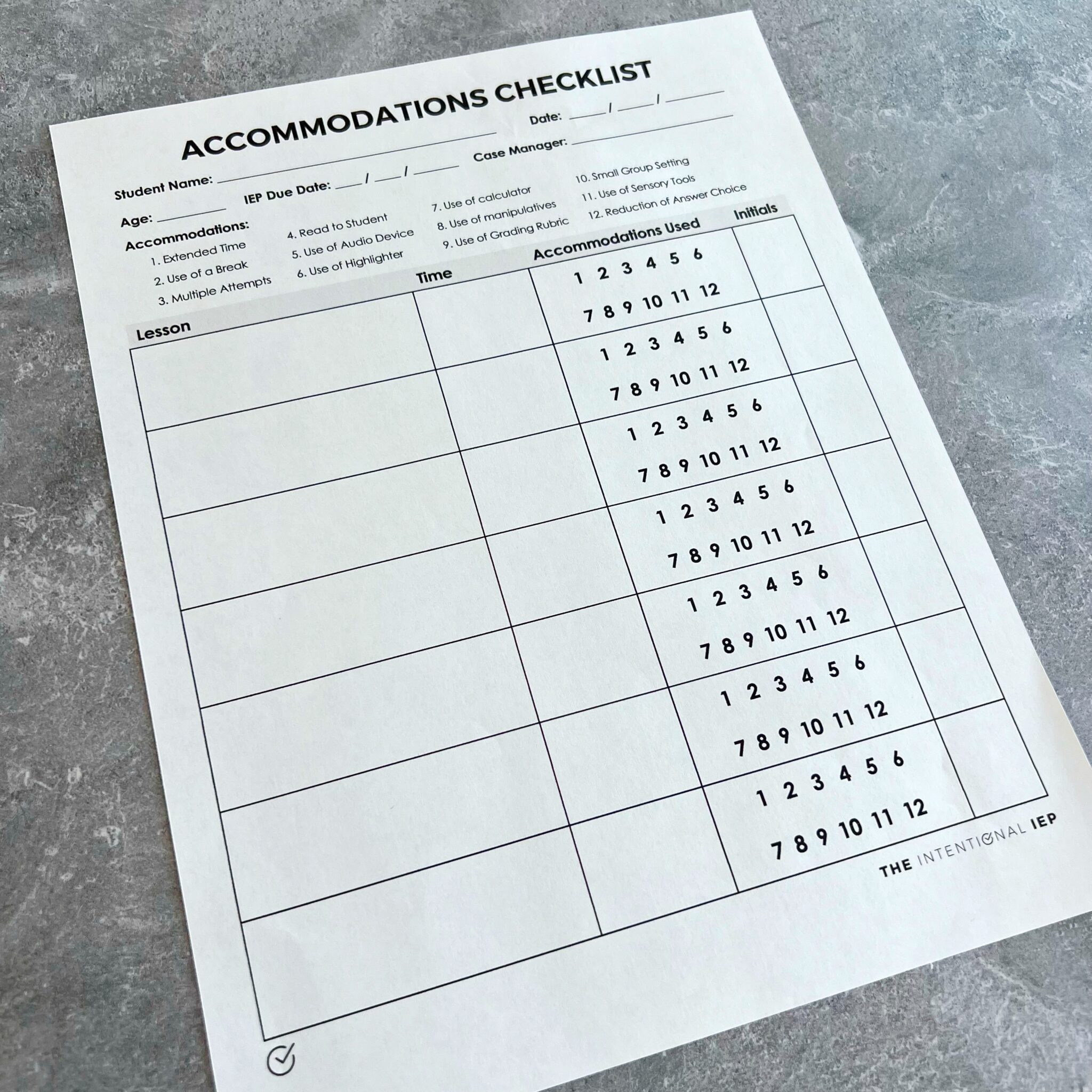 Tracking Accommodations in the General Ed Classroom