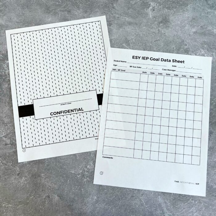 Extended School Year (ESY) Data Sheet + Folder Cover - The Intentional IEP
