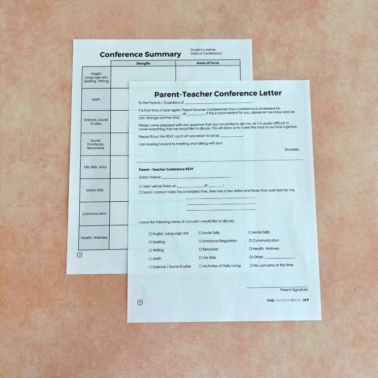 Parent Teacher Conference Form + Communication Tips - The Intentional IEP