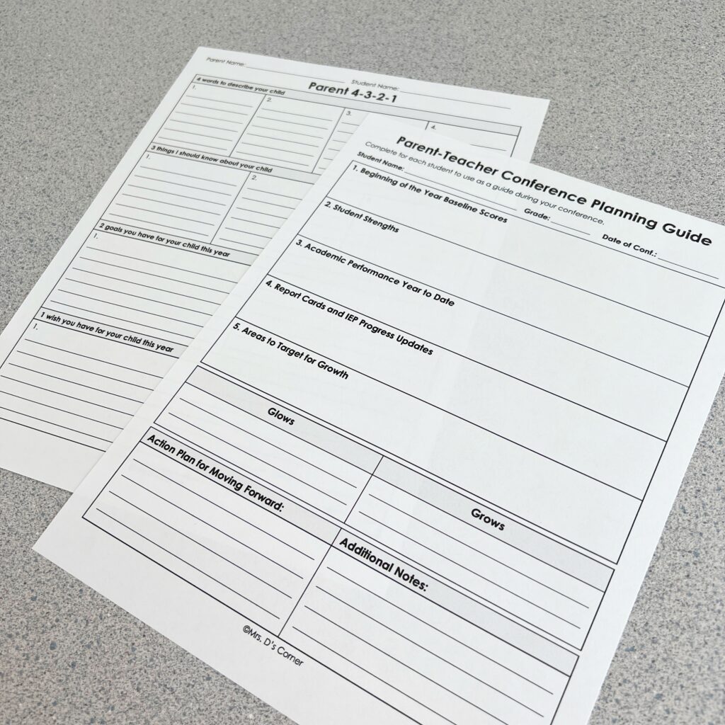 Parent Teacher Conference Form + Communication Tips - The Intentional IEP